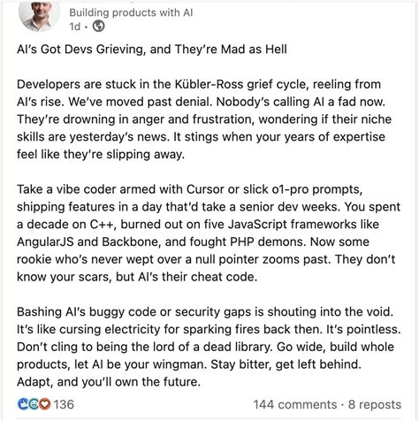 Linkedin Tech Prophet Explains Why Your Coding Career Is Already Dead ·