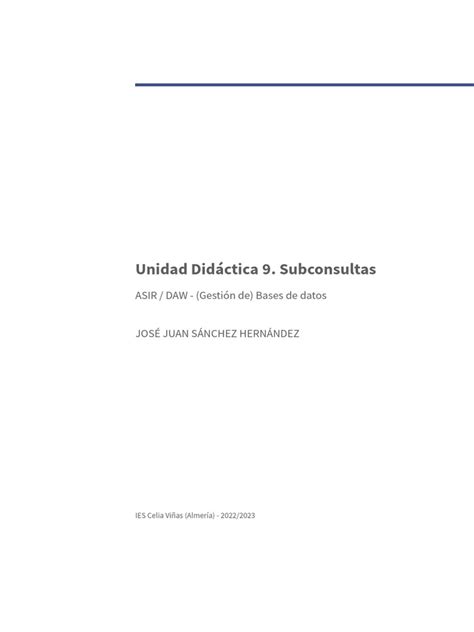 unidad didáctica 9 subconsultas pdf sql programación de computadoras