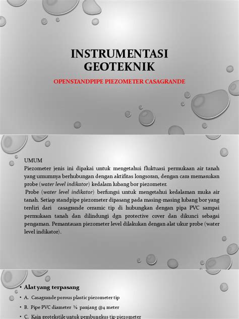 Openstandpipe Piezometer Casagrande Pdf Griya And Taman