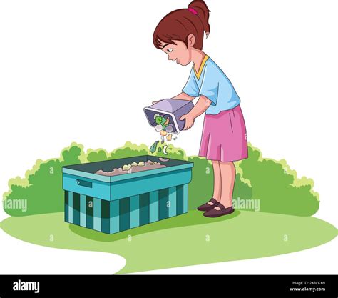 Girl Throwing Garbage Vector Illustration Stock Vector Image And Art Alamy