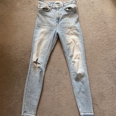 Zara High Waisted Ripped Knee Skinny Jeans Size 10 Depop