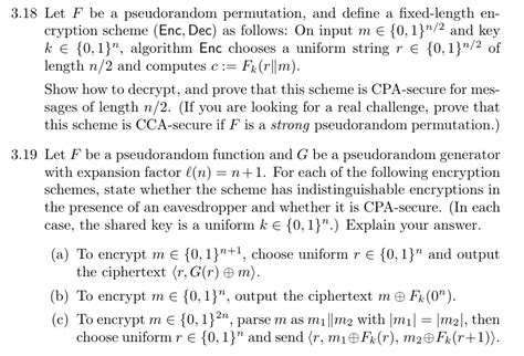 318 Let F Be A Pseudorandom Permutation And Define