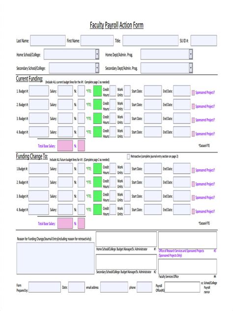 Payroll Action Form Template