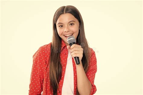 Cute Girl Holding A Microphone And Singing A Song Singer Girl Sings In