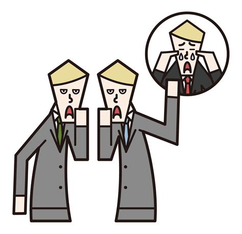 悪口・陰口・いじめ（男性）のイラスト フリーイラスト素材集 Kukukeke