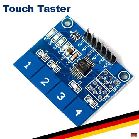4 Kanal Kapazitiver Touch Drucksensor Schalter Taster Knopf Sensor