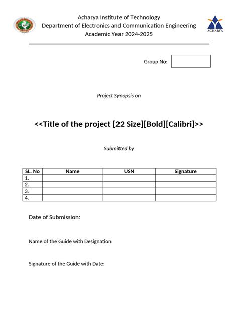 project synopsis format pdf