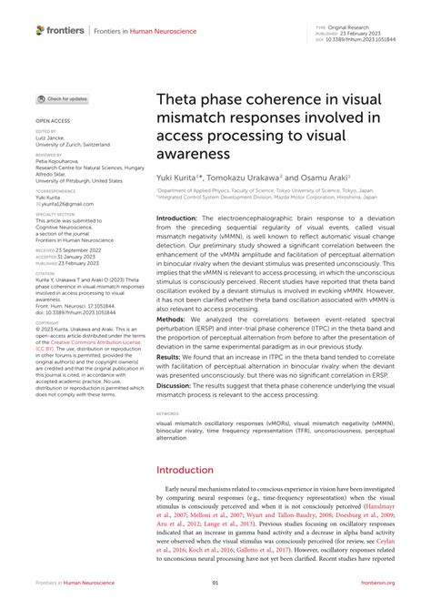 PDF Theta Phase Coherence In Visual Mismatch Responses Involved In