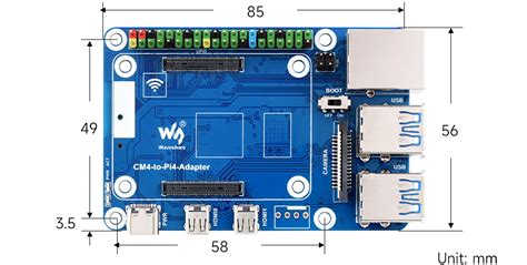 Waveshare Cm4 To Pi 4b Adapter For Raspberry Pi 4b Cm4 Not Included