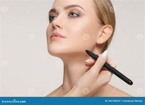 Beautiful Young Woman Before Plastic Surgery Operation Stock Image