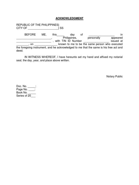 Philippines Acknowledgement Sample Pdf