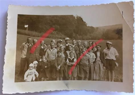Altes Orig S W Foto Gro E Gruppe Familie Kinder Ausflug Vintage
