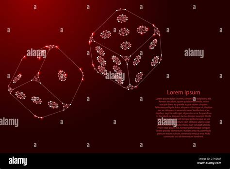 Playing Dice Two Cubes With Dots From Futuristic Polygonal Red Lines