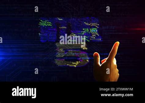 HTML5 Symbol Futuristic 3D Rendering Animation Hand Finger Touch The