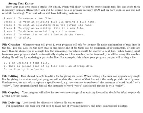 Solved C Programme String Text Editor Here Your Goal Is To