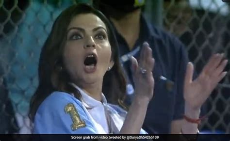 Nita Ambanis Stunned Reaction To Tim Davids 114m Six In Ipl 2023 Goes