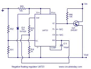 Floating Regulator Circuit Working Positive Floating Regulator LM723