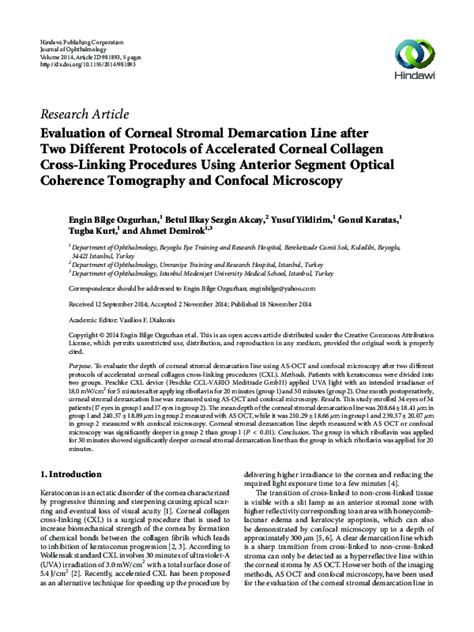 Pdf Evaluation Of Corneal Stromal Demarcation Line After Two Different Protocols Of