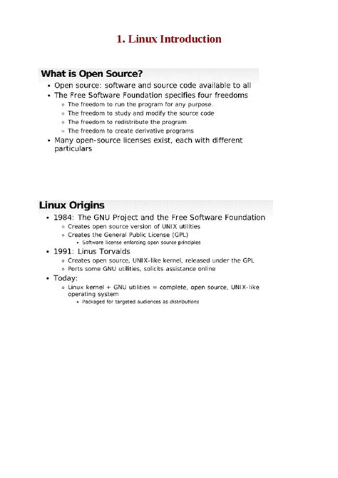 Linux Quick Start Linux Introduction Why Linux OpenSource Community Support