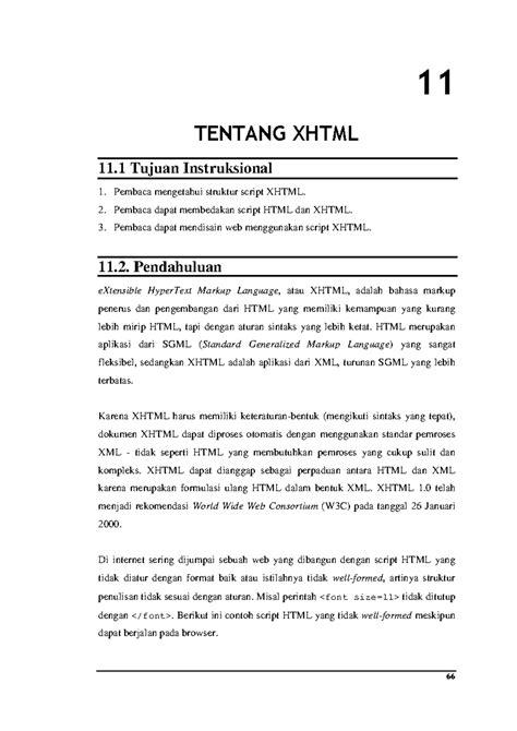 Modul Pemrograman Web I Bab 11 Tentang Xhtml 11 Tujuan Instruksional Pembaca Mengetahui