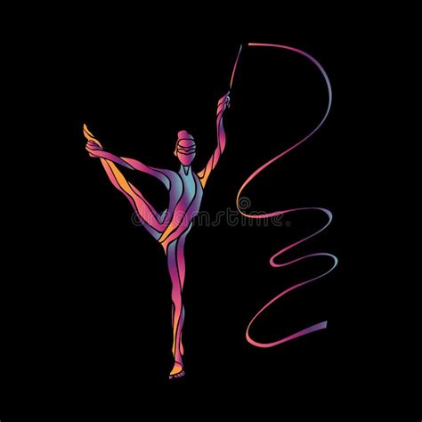 Art Gymnastics With Ribbon Vector Illustration Stock Vector