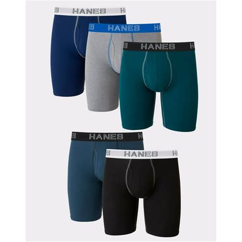 Hanes Ultimate Mens Stretch Long Leg Boxer Brief 5 Pack Comfort Flex