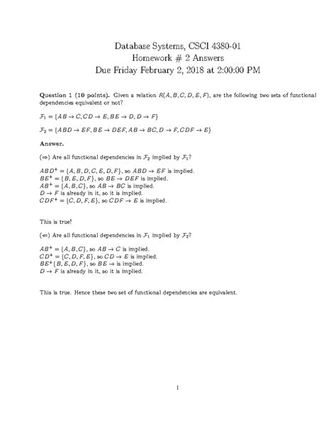 Hw2 Ans Important Database Systems Csci 4380 Homework 2 Answers