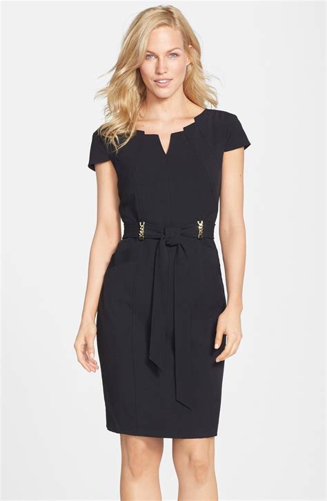 Ellen Tracy Belted Stretch Sheath Dress Nordstrom
