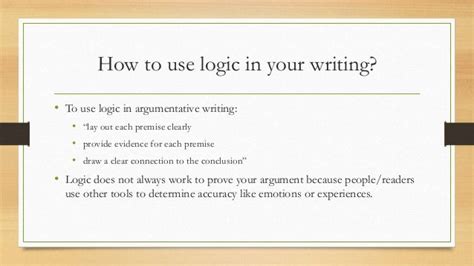 Logic In Argumentative Writing