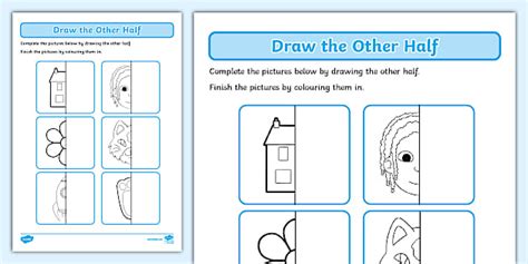 Draw The Other Half Worksheet Twinkl Ks1