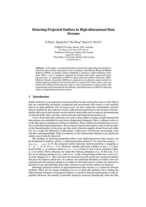 Pdf Detecting Projected Outliers In High Dimensional Data Streams