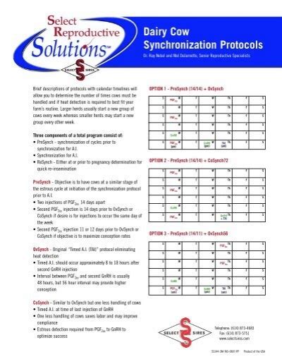Dairy Cow Synchronization Protocols Select Sires