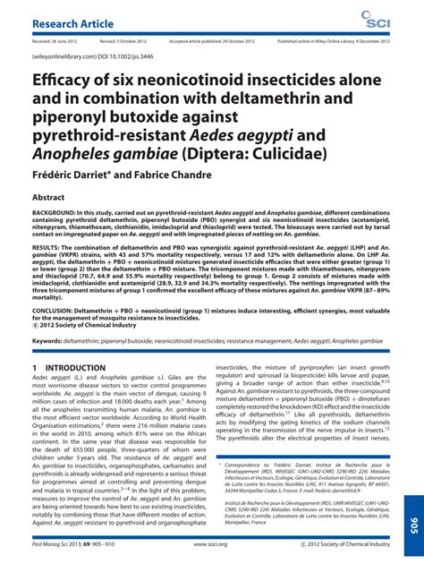 PDF Efficacy Of Six Neonicotinoid Insecticides Alone And In