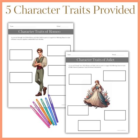 Romeo And Juliet Character Charts For Character Analysis Tpt