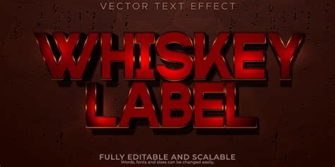 Free Vector Whiskey Labeltext Effect Editable Drink And Pub Text Style