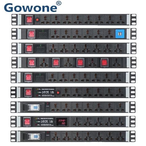 Gowone工业机柜pdu电源插座防雷大功率分控无线接线板8位5米排插 虎窝淘
