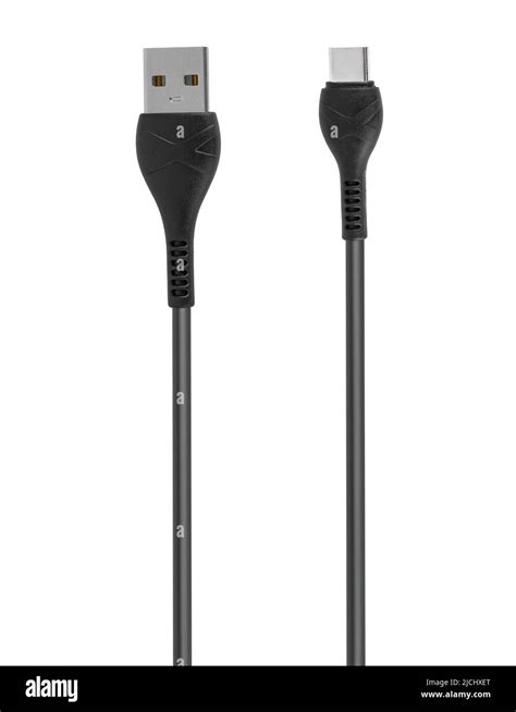 USB And Type C Connector With Cable On A White Background Top View Stock Photo Alamy
