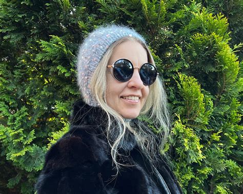 Grey Aviator Hat Christmas Bonnet Hat With Sequins Mohair Winter Bonnet