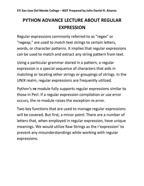 Python Advance Lecture About Regular Expression Python Advance