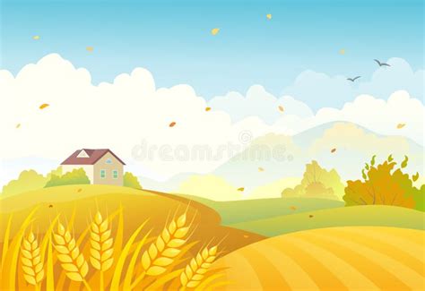Campos De Cultivo Paisaje Ejemplo Del Bosquejo Del Vector Agricultura
