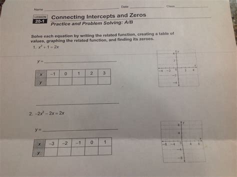 Solved Name Date Class Lesson Connecting Intercepts And