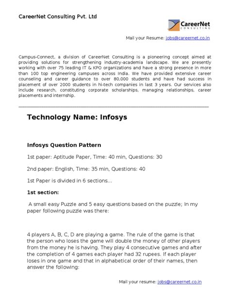 Infosys Paper Pattern1 Pdf Science Technology General