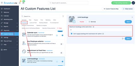 Limit Bookings Custom Feature Limit Bookings Custom Feature Simplybookme