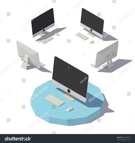 Vektor Stok Vector Isometric Low Poly Computer Monoblock Tanpa Royalti 654635803 Shutterstock