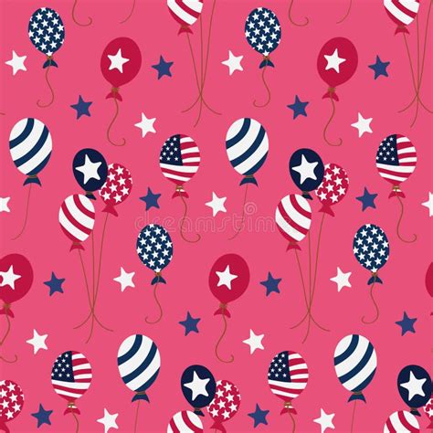 USA Patriotic Seamless Pattern With Balloons Stock Vector