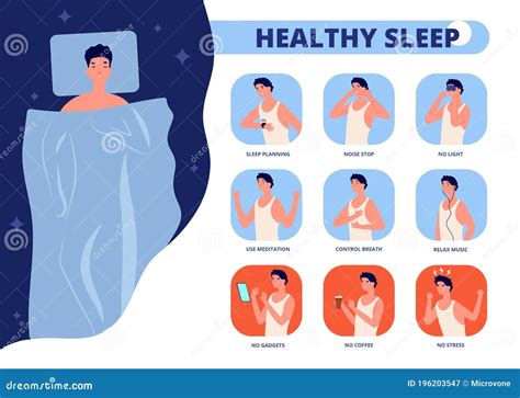 Healthy Sleep. Tips For Well Sleeping, Infographic Of Good Night ...
