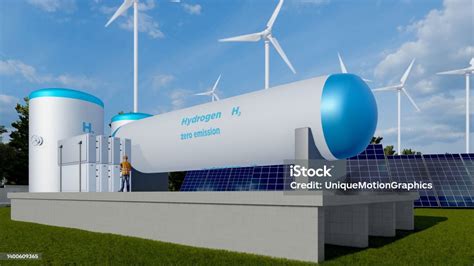수소 재생 가능 에너지 생산 청정 전기 태양 광 및 풍력 터빈 시설을위한 수소 가스 청정 에너지 제로 방출 가스 탱크 에너지