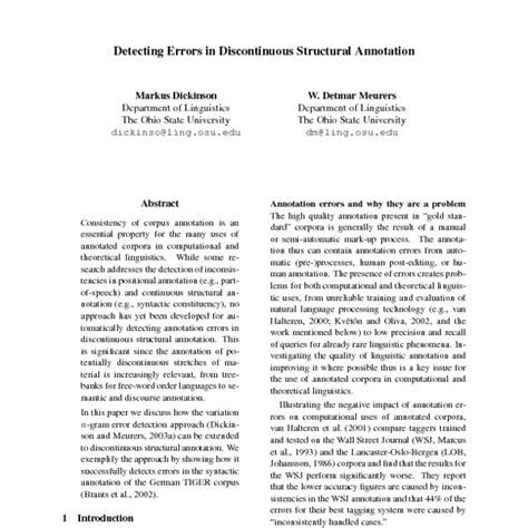 Detecting Errors In Discontinuous Structural Annotation Acl Anthology