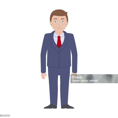 파란색 정장 서 백인 남자 만화 캐릭터 벡터 일러스트레이션 경영자에 대한 스톡 벡터 아트 및 기타 이미지 경영자 기업