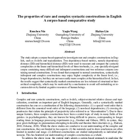 The Properties Of Rare And Complex Syntactic Constructions In English